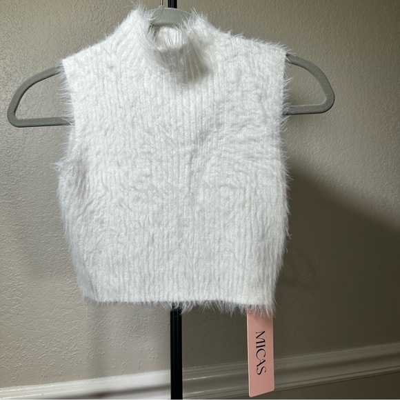 Micas | Tops | Micas Crushed Mock Neck Sleeves Cropped Top | Poshmark